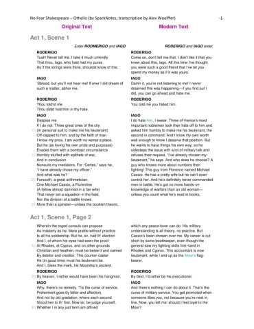 OTHELLO modern translation