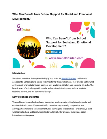 Who Can Benefit from School Support for Social and Emotional Development?