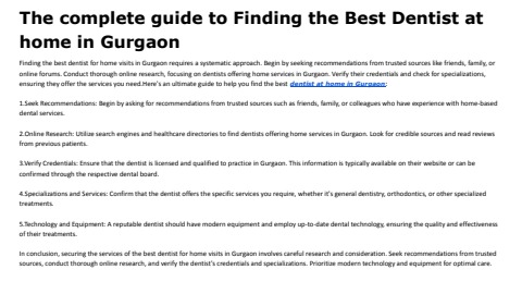 The complete guide to Finding the Best Dentist at home in Gurgaon - Whitecoats Clinic Flip PDF ...