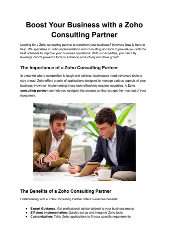 Boost Your Business with a Zoho Consulting Partner