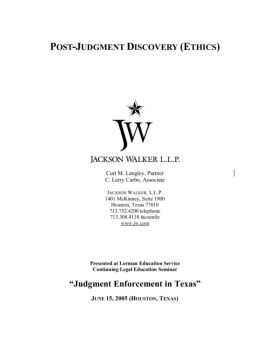 POST -JUDGMENT DISCOVERY (E THICS - jw - Guset User Flip PDF | AnyFlip