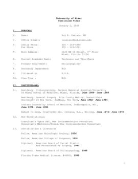 University of Miami Curriculum Vitae I. PERSONAL - Guset User Flip PDF ...
