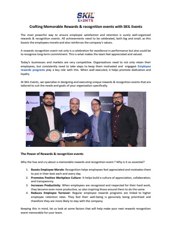 Craft Memorable Rewards & Recognition Events with SKIL Events