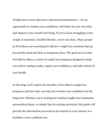 Reclaim Your Confidence with Fort Myers Weight Loss Programs