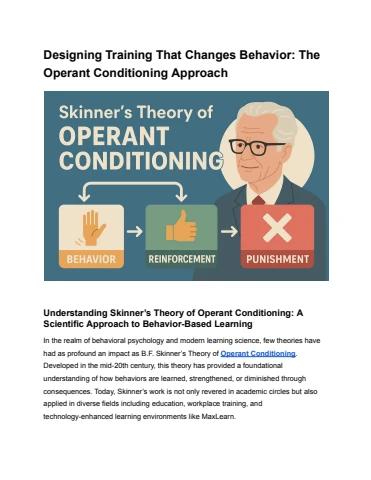 Designing Training That Changes Behavior_ The Operant Conditioning Approach - MaxLearn LLC Flip ...