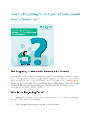 How the Forgetting Curve Impacts Training—and How to Overcome It