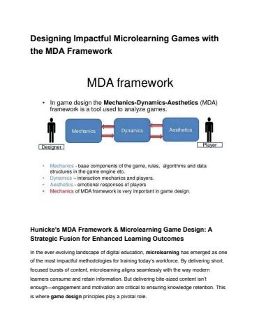 Designing Impactful Microlearning Games with the MDA Framework