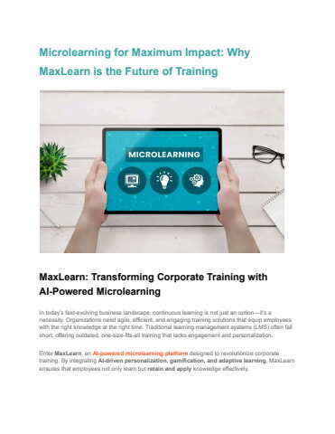 Microlearning for Maximum Impact_ Why MaxLearn is the Future of Training - MaxLearn LLC Flip PDF ...