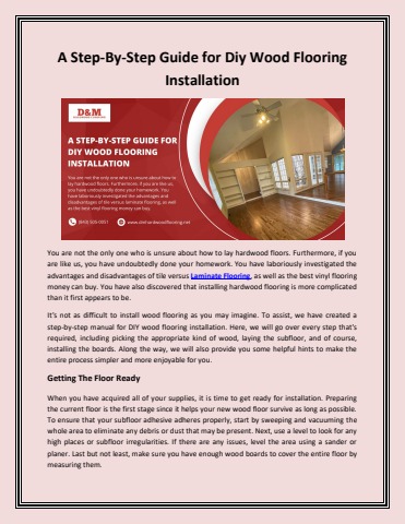 A Step By Step Guide for Diy Wood Flooring Installation - D&M Hardwood ...