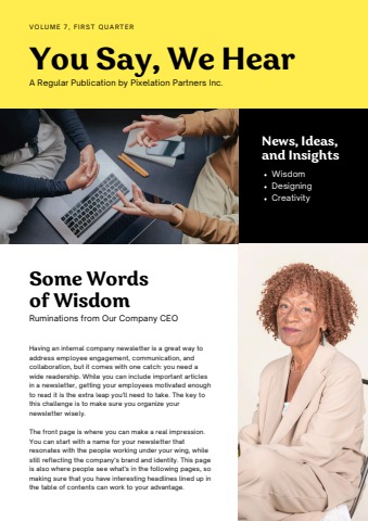 Blue and Yellow Minimalist Business Company Newsletter (2 ...