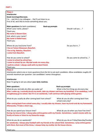 ENGLISH SPEAKING TEST PART 1 2 PAPER 3 SPM 2021