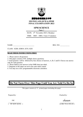 S2 SPM SCIENCE P1 FINAL EXAM - PLHS Library Flip PDF | AnyFlip