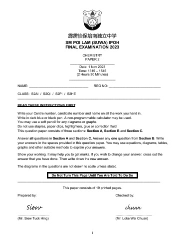 SPM S2 Chem Final Exam 2023 P2 - PLHS Library Flip PDF | AnyFlip