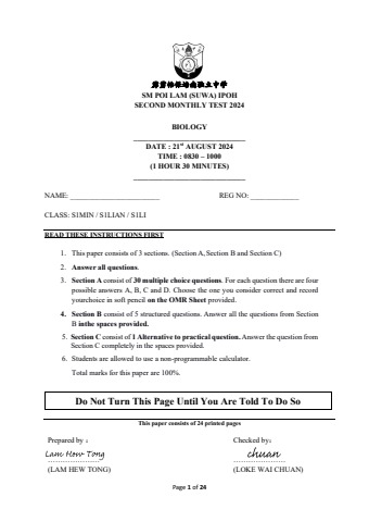 S1_BIOLOGY_2ND MONTHLY TEST 2024 - PLHS Library Flip PDF | AnyFlip