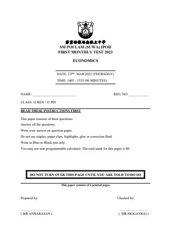 J3 ECO 1ST TERM IGCSE QUESTION - PLHS Library Flip PDF | AnyFlip