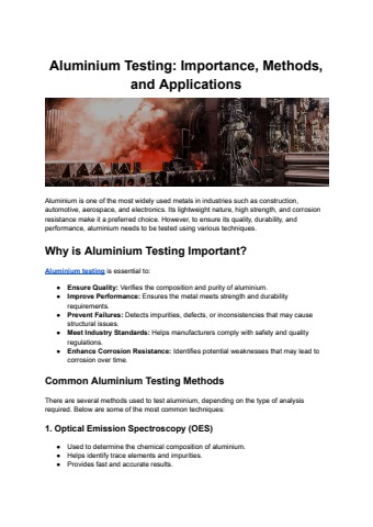 Aluminium Testing: Importance, Methods, and Applications - Metal Power ...
