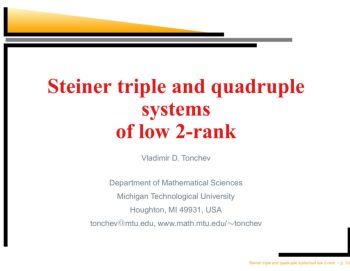 Steiner triple and quadruple systems of low 2-rank - Guset User Flip ...