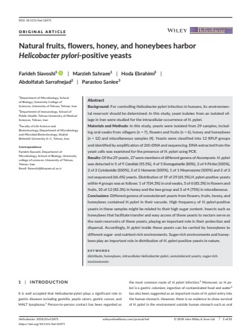 Natural Fruits, Flowers, Honey And Honeybees Harbor Helicobacter Pylori ...