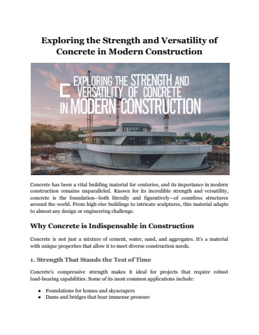 Exploring the Strength and Versatility of Concrete in Modern ...