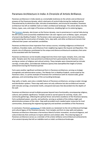 Paramara Architecture in India: A Chronicle of Artistic Brilliance