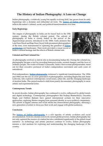 The History of Indian Photography: A Lens on Change