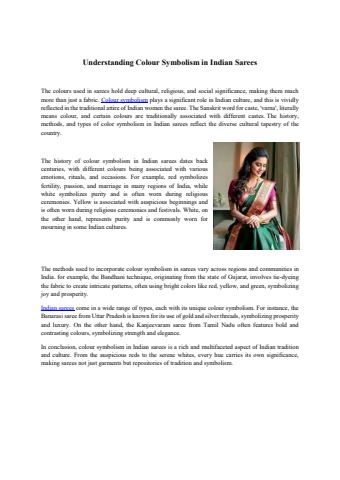 Understanding Colour Symbolism in Indian Sarees - piyalibhoir21 Flip ...