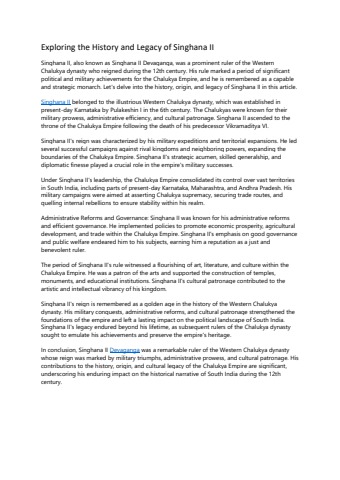 Exploring the History and Legacy of Singhana II