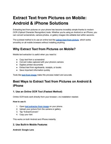 Extract Text from Pictures on Mobile_ Android & iPhone Solutions