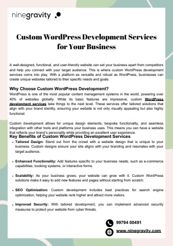 Custom WordPress Development Services for Your Business