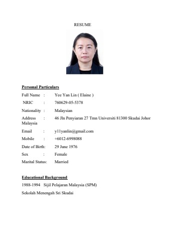 Resume _ YYL-2 - mun Loong Chia Flip PDF | AnyFlip