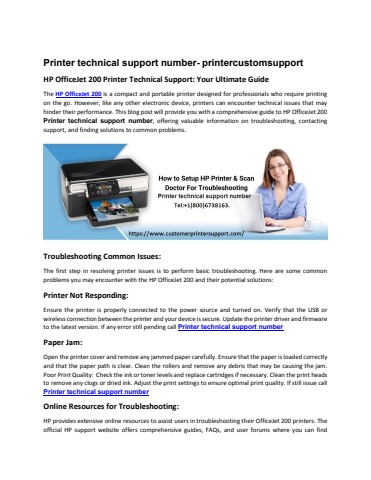 Printer technical support number- printercustomsupport - ollie Thomas ...