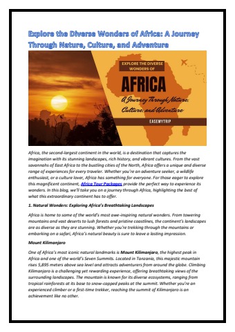 Explore the Diverse Wonders of Africa: A Journey Through Nature ...