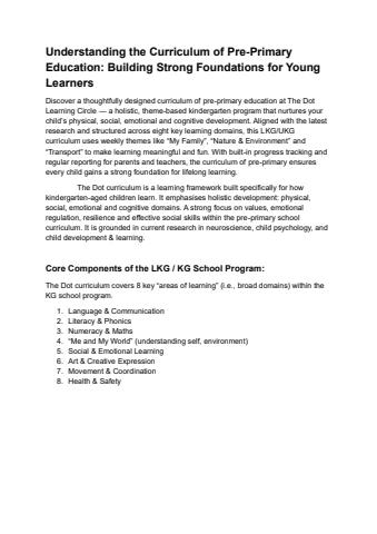 Curriculum of Pre-primary Education