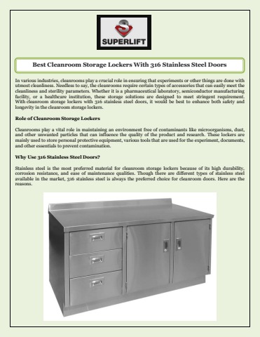 Best Cleanroom Storage Lockers With 316 Stainless Steel Doors ...