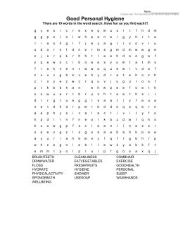 Standard 3 - Physical Ed -Healthy Habits - Personal Hygiene Word search ...