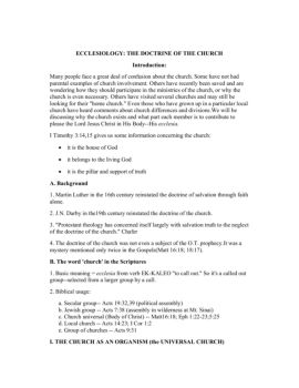ECCLESIOLOGY: THE DOCTRINE OF THE CHURCH Introduction - Guset User Flip ...