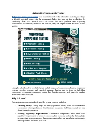 The Crucial Process of Automotive Components Testing - ursindiaakash ...