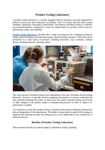 The Importance and Benefits of Product Testing Laboratories in Ensuring ...
