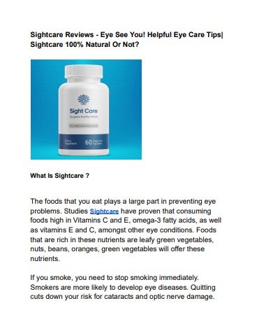 Sightcare Reviews - Eye See You! Helpful Eye Care Tips| Sightcare 100% ...