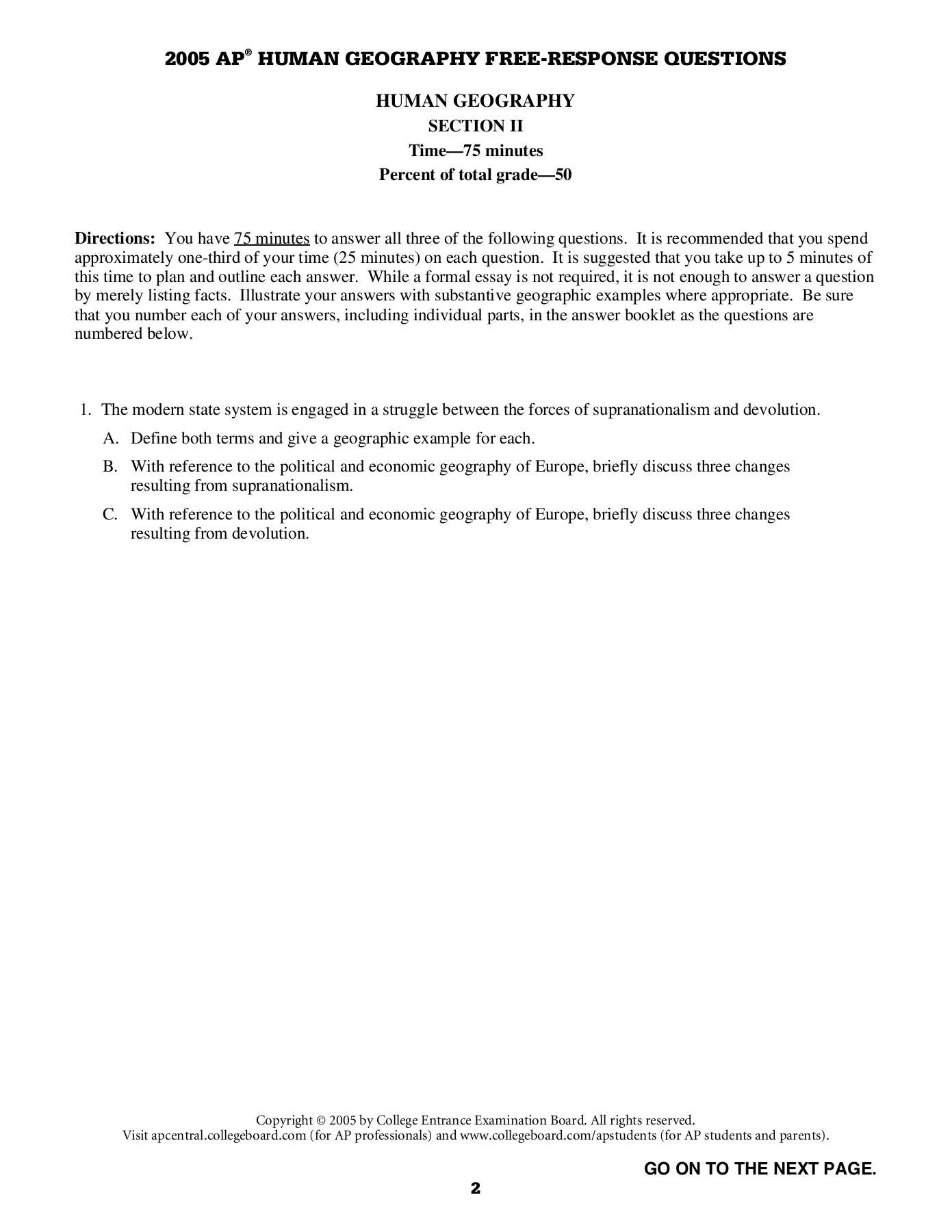 ap 2005 human geography free-response questions