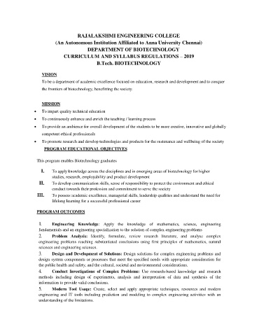Page 1 - REC :: B.Tech. BioTech Curriculum and Syllabus - R2019