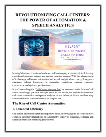 Transform Call Centers with Automation | Helport - Helport Flip PDF | AnyFlip