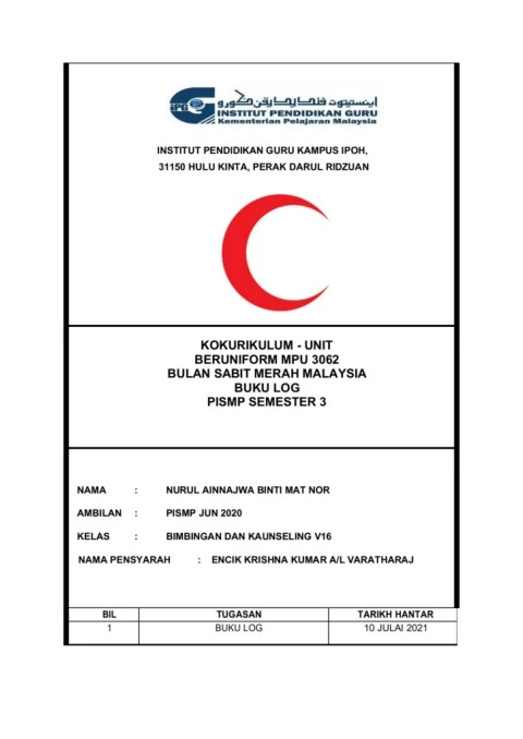 BUKU LOG BSMM - NURUL AINNAJWA BINTI MAT NOR (V16)