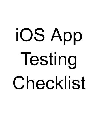 iOS App Testing Checklist