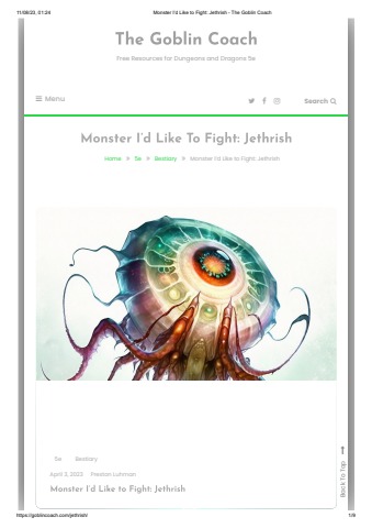 Monster I’d Like to Fight_ Jethrish - The Goblin Coach - goroiamanuci ...