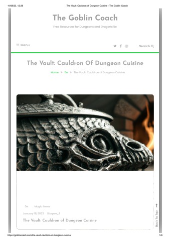The Vault_ Cauldron of Dungeon Cuisine - The Goblin Coach - goroiamanuci Flip PDF | AnyFlip