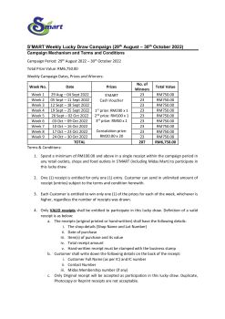 S’MART Weekly Lucky Draw Campaign (29th August – 30th October 2022 ...