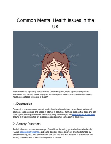 Common Mental Health Issues in the UK - Niche Health and Social Care ...