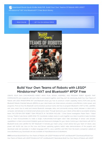 Build Your Own Teams of Robots with LEGO® Mindstorms® NXT and Bluetooth ...