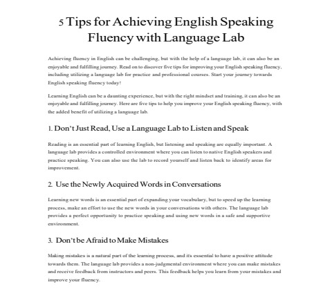 5 Tips for Achieving English Speaking Fluency with Language Lab ...